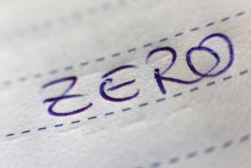 Zero Spelled on Lined Paper Stock Photo - Image of spelled, print: 57578922