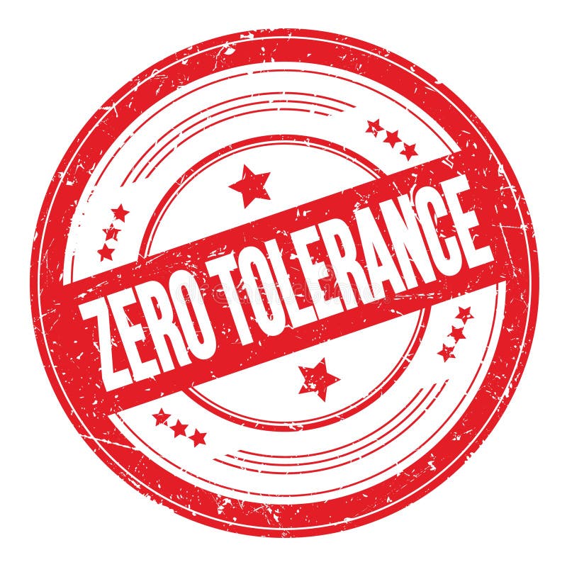 ZERO TOLERANCE Text on Red Round Grungy Stamp Stock Illustration ...