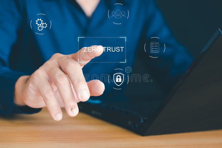 Zero Trust Security Concept on Virtual Screen, Enhanced Business Data ...