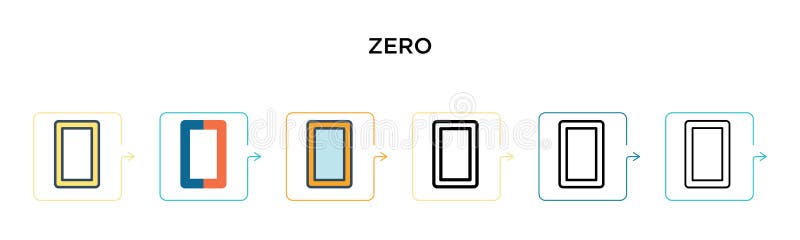 Zero Vector Icon in 6 Different Modern Styles. Black, Two Colored Zero ...