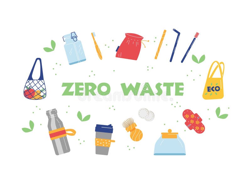 Zero Waste Banner or Website Header for Environmental Issues, Flat ...