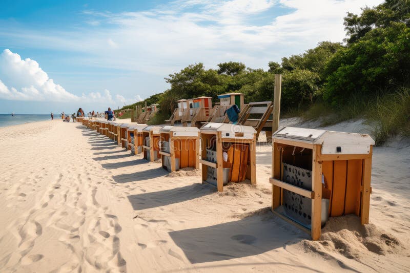 Zero Waste Beach, with Bins for Different Types of Trash and ...