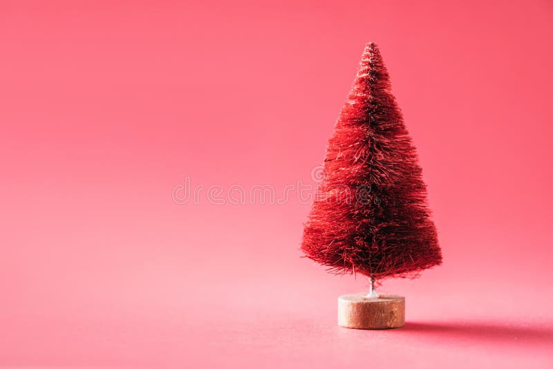 Zero Waste Christmas Tree on Red Background. Minimal Concept Stock ...