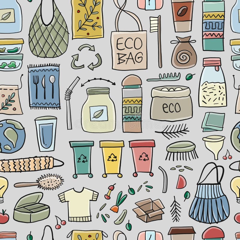 Zero waste. Concept art stock vector. Illustration of recycle - 248161557