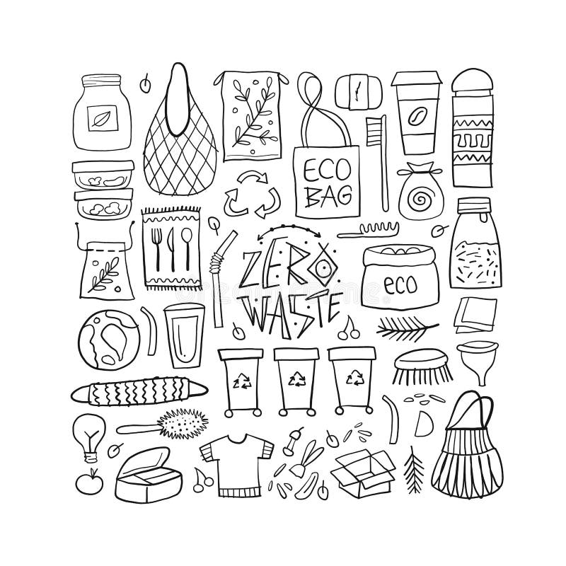 Zero Waste. Concept Art. Creative Ideas for Cards, Banner, Web ...
