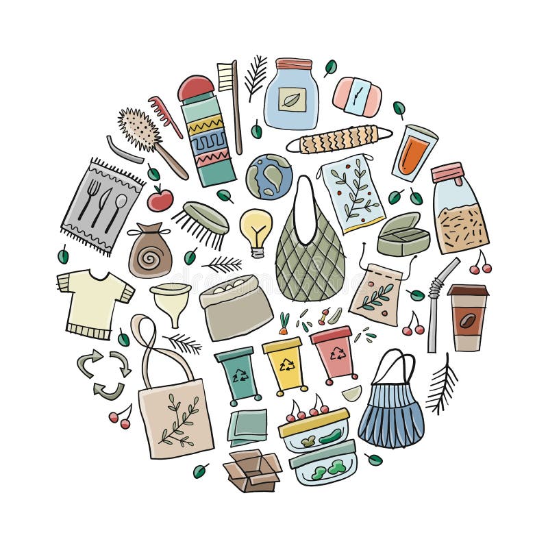 Zero waste. Concept art stock vector. Illustration of vector - 248161698