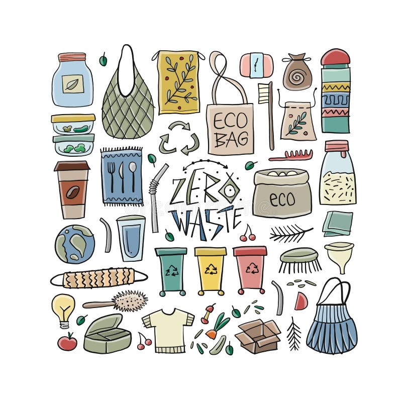 Zero waste. Concept art stock vector. Illustration of vector - 248161709