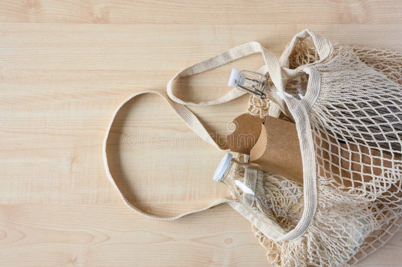 Zero Waste Concept. Eco-friendly Shopping Bag and Reusable Glass ...