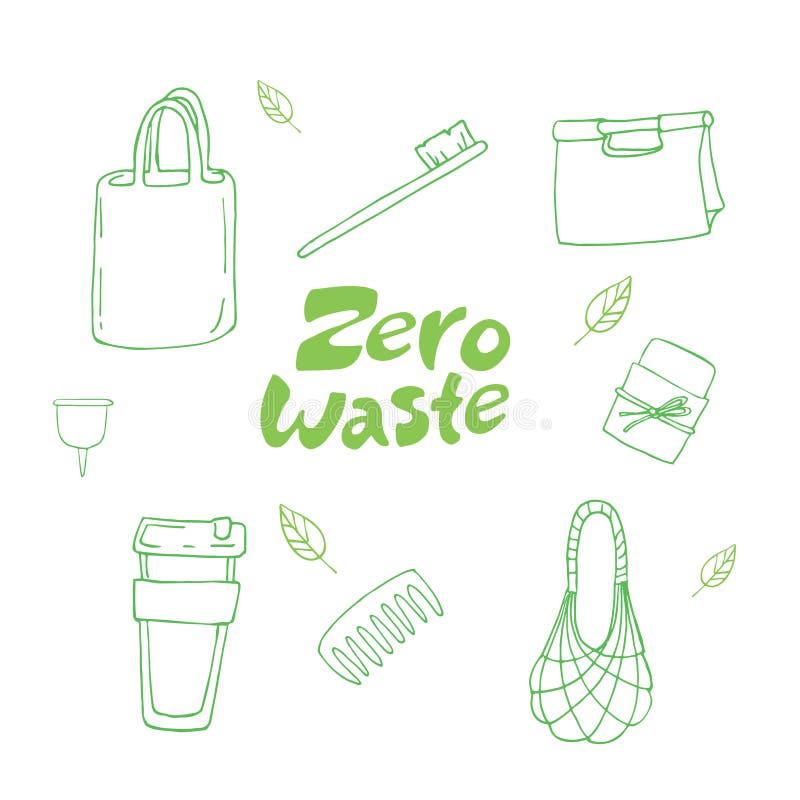 Zero Waste Concept Letttering Stock Vector - Illustration of linear ...