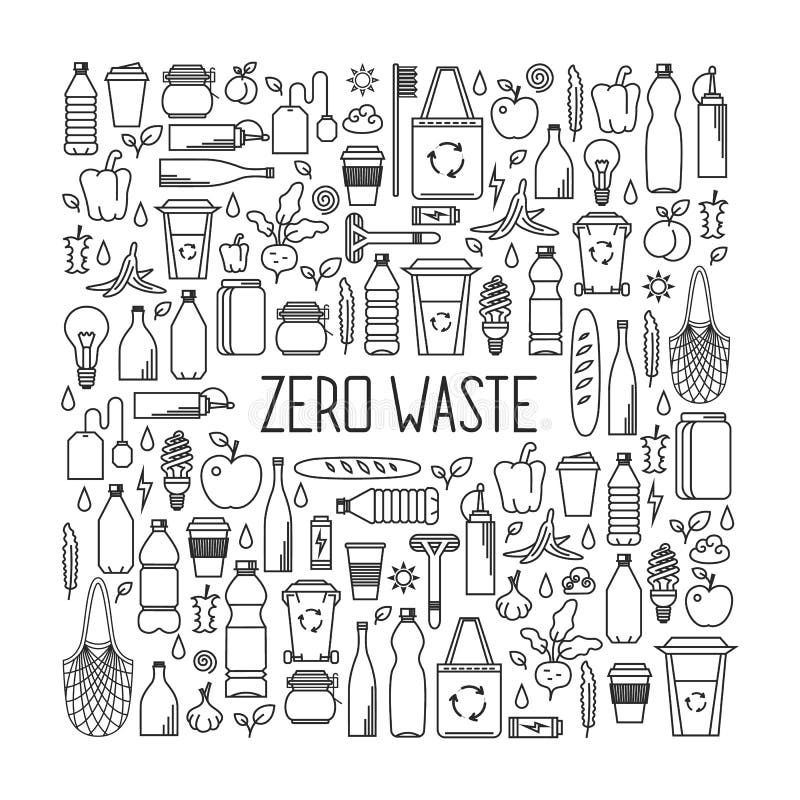 Zero Waste Vector Set with Eco Life Elements Stock Vector ...
