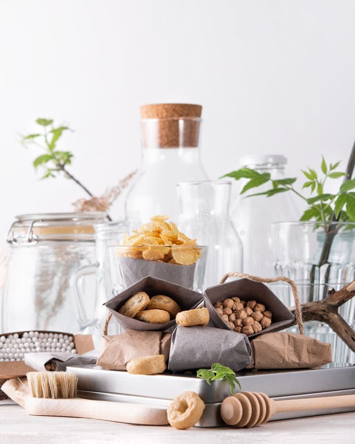 Zero Waste Concept, Plastic Free. Set of Natural Kitchen Accessories ...