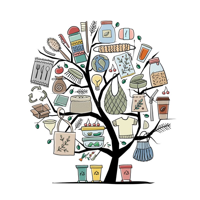 Zero Waste. Concept Tree for Your Design Stock Vector - Illustration of ...