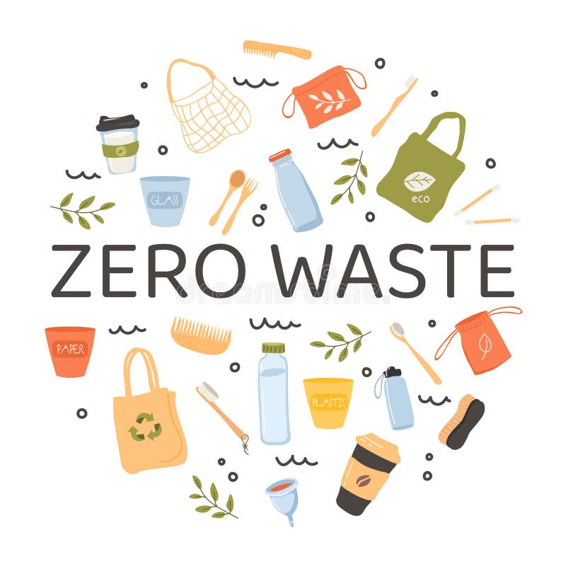 Zero waste stickers set stock vector. Illustration of ecological ...