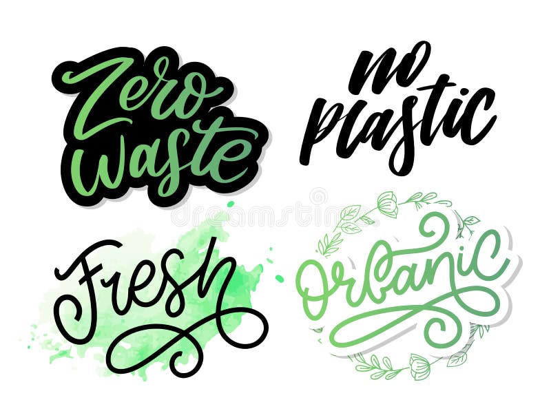 Zero Waste. Lettering Text Eco Green Illustration. Zero Waste for ...