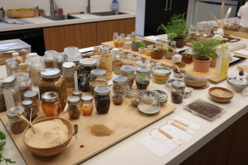 Zero-waste Cooking Demonstration, with Ingredients and Tools in Clear ...