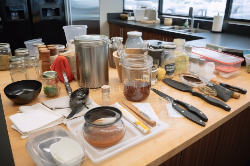 Zero-waste Cooking Demonstration, with Ingredients and Tools in Clear ...