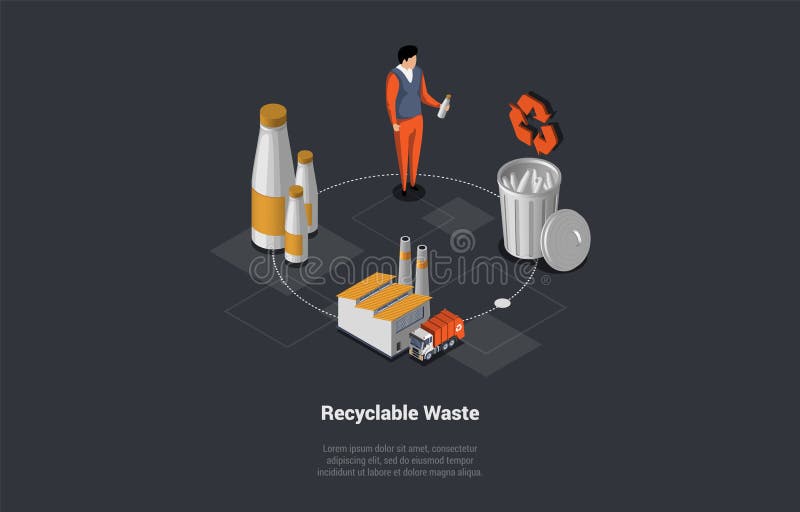 Zero Waste and Environmental Protection Concept. Male Character is ...