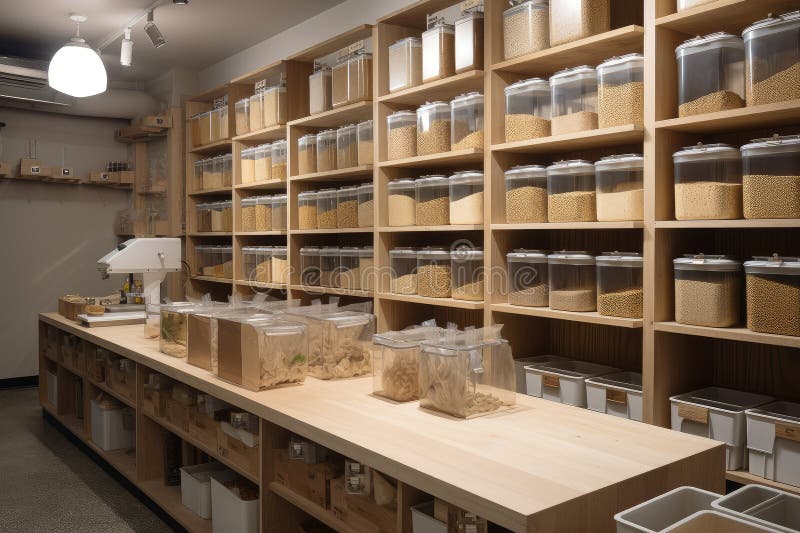 Zero-waste Grocery Store, with Bulk Bins and Reusable Packaging Stock ...