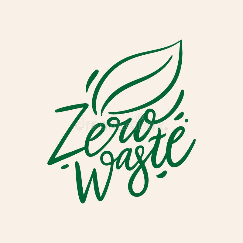 Zero Waste Hand Drawn Vector Lettering Logo. Isolated on Purple ...