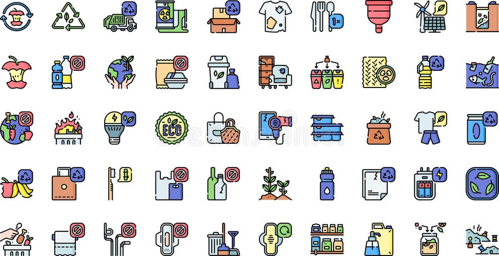 Zero Waste Icons High-Quality Vector Icons Collection with Editable ...