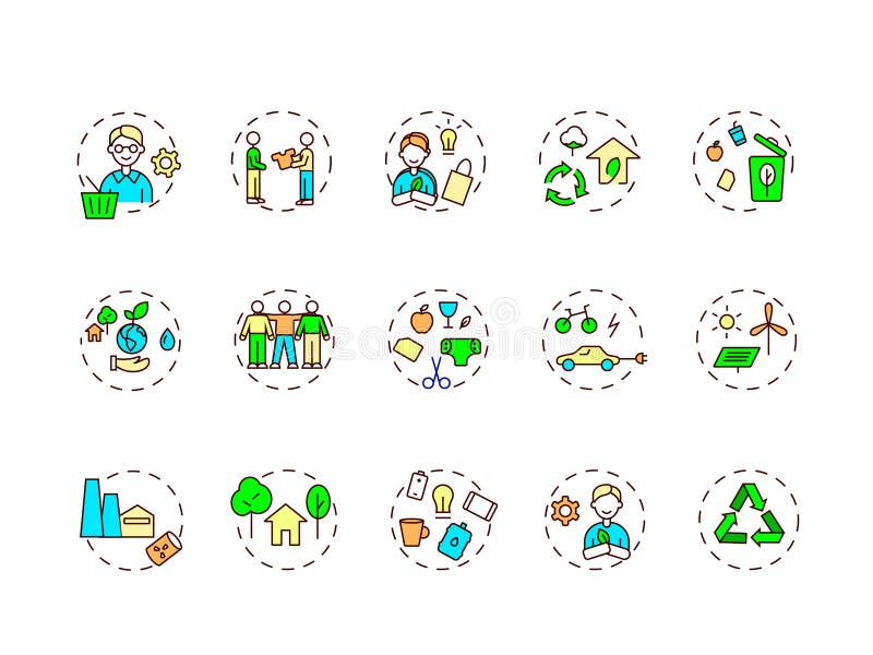 Zero Waste Idea Vector Icons Set. Environment Care Stock Vector ...