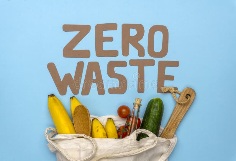 Zero Waste Inscription on a Blue Background. Environmental Movement To ...