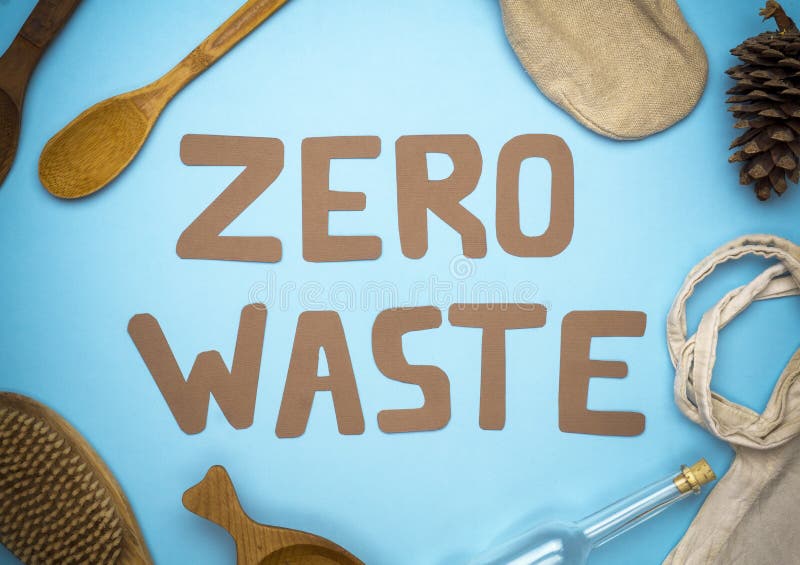 Zero Waste Inscription on a Blue Background. Environmental Movement To ...