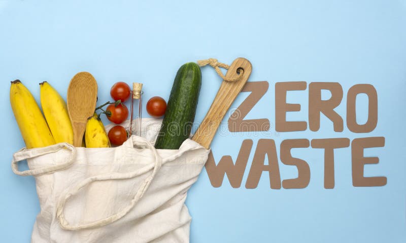 Zero Waste Inscription on a Blue Background. Environmental Movement To ...