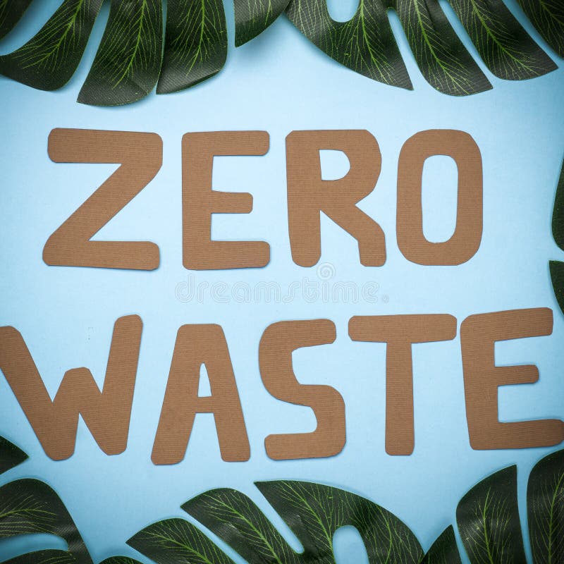 Zero Waste Inscription on a Blue Background. Environmental Movement To ...