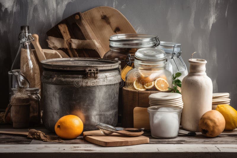 Zero Waste Kitchen, with Compost Bin and Jars for Recycling and Reuse ...