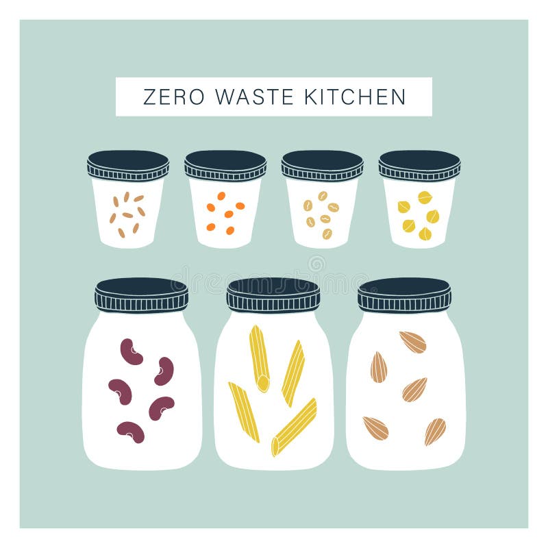 Zero waste kitchen pantry. stock vector. Illustration of lifestyle ...