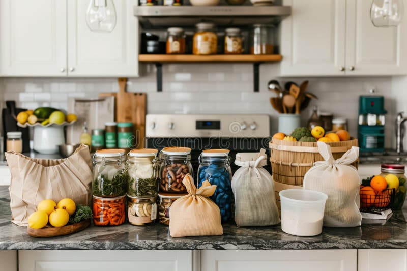 Zero-waste Kitchen Setup with Reusable Containers, Eco-friendly and ...
