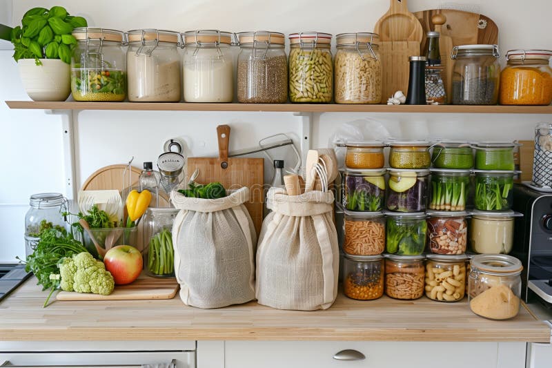 Zero-waste Kitchen Setup with Reusable Containers, Eco-friendly and ...