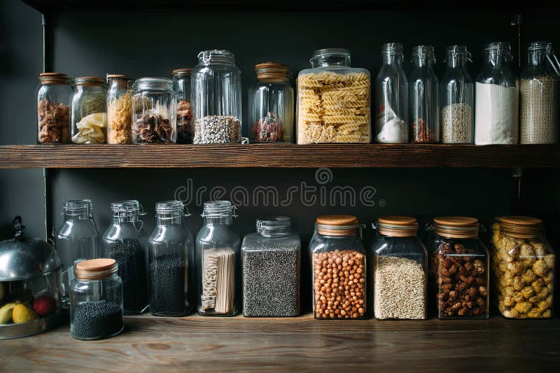 Zero Waste Kitchen Storage Setup Stock Illustration - Illustration of ...