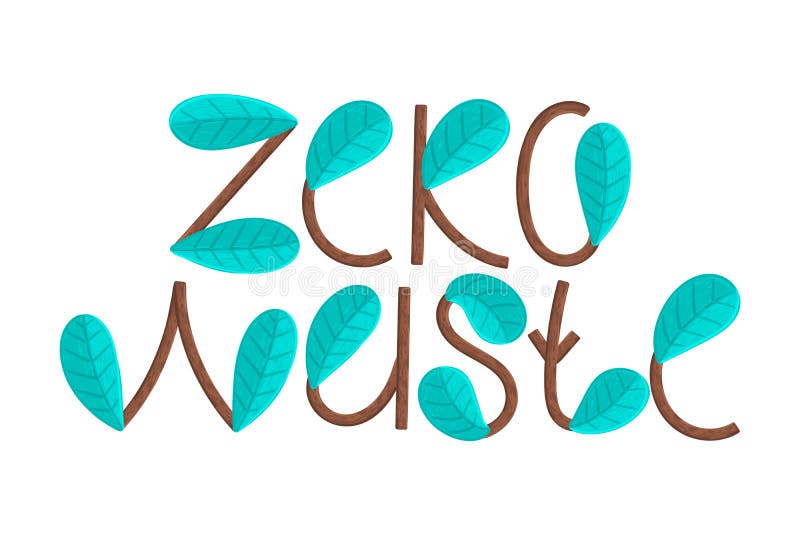 Zero Waste. Lettering. Letters Consisting of Branches and Green Leaves ...