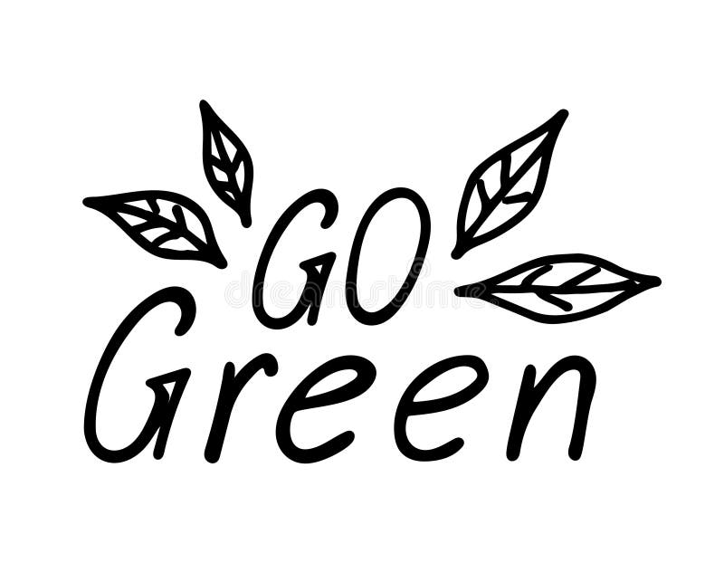Zero Waste Lettering with Text Go Green Stock Vector - Illustration of ...