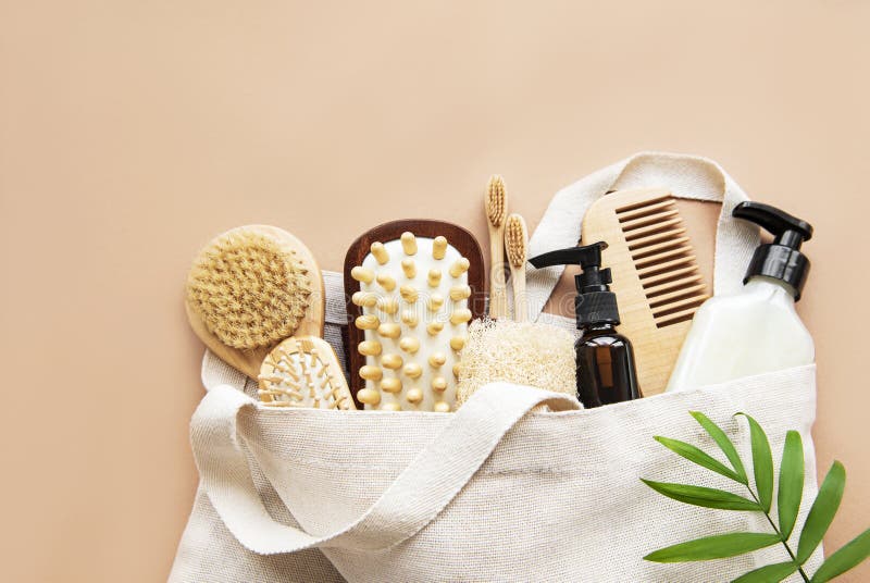 Zero Waste Natural Cosmetics Products on Brown Background Stock Image ...