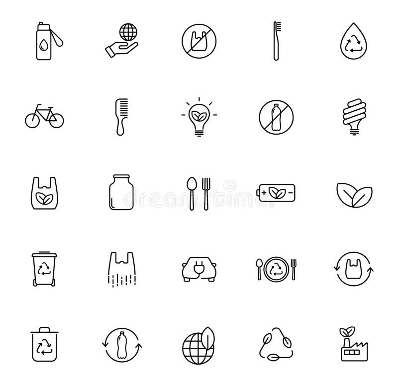 Zero Waste Outline Vector Icons Stock Vector - Illustration of outline ...