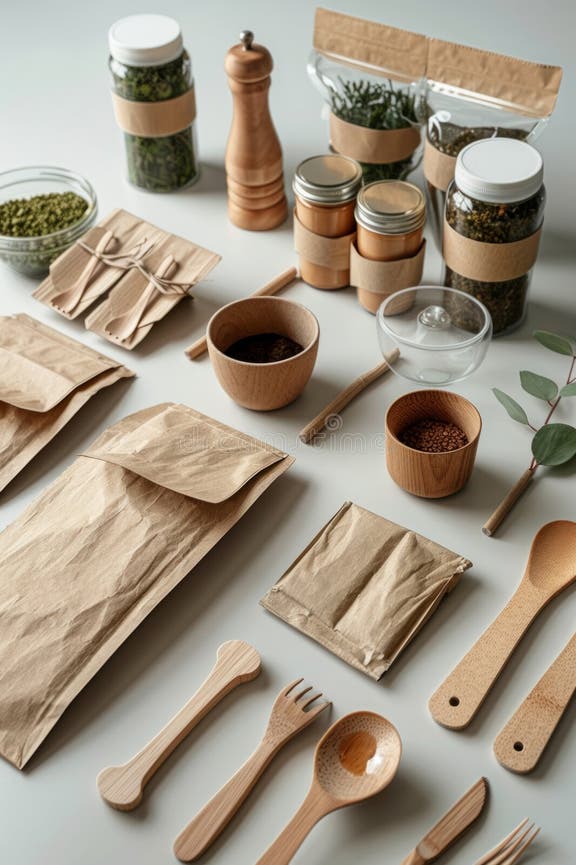 Zero Waste Packaging Mockup Showcasing Recyclable Materials Setup for ...