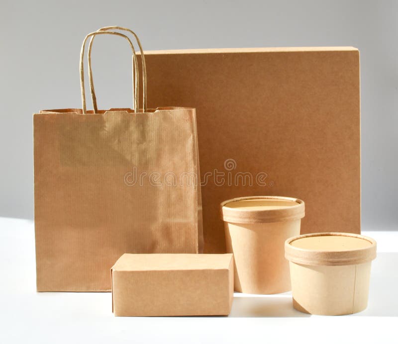 Zero Waste. Paper Food Packaging with Natural Shadows. Recyclable Paper ...
