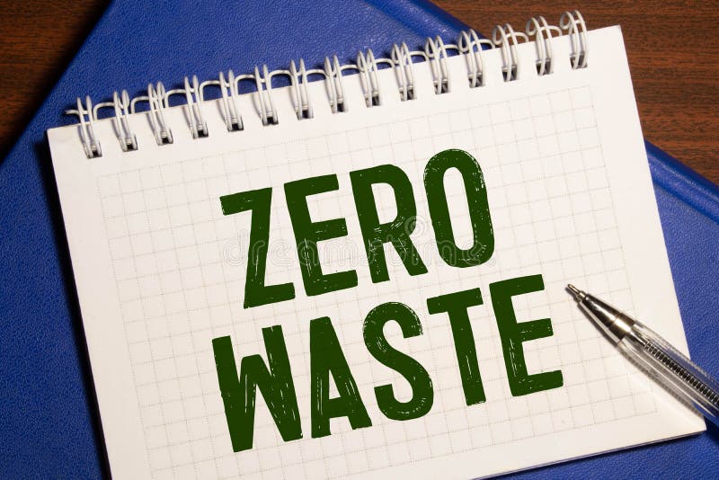 Zero Waste Paper Text Witj Green Leaves on Gray Background Stock Photo ...