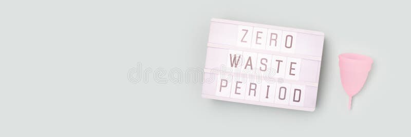 Zero Waste Period. Banner with Lightbox and Menstrual Cup on a Blue ...