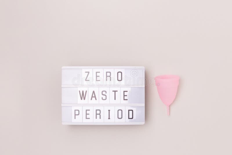 Zero Waste Period. Lightbox with Letters and Pink Menstrual Cup. Stock ...