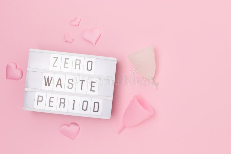 Zero Waste Period Lightbox Letters Menstrual Cups Pink Background Stock ...