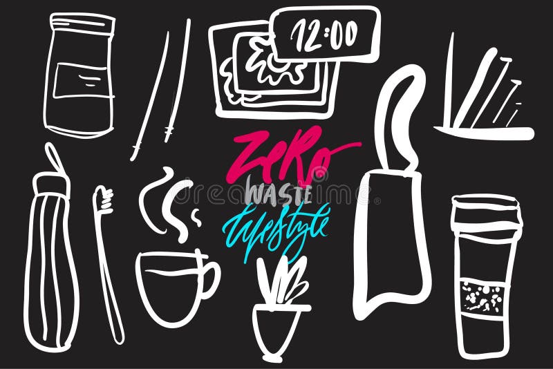 Zero Waste Poster. Hand Drawn Modern Kit Stock Vector - Illustration of ...