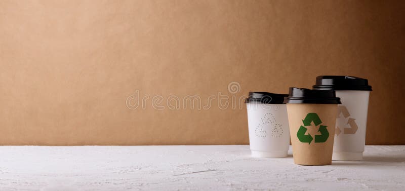 Zero Waste Products. Set of Recycle Coffee Cup. Reduce Plastic ...