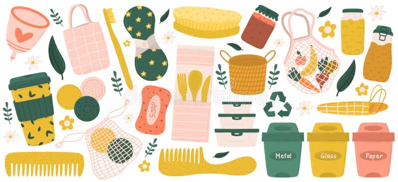 Zero Waste and Reusable Objects. Collection of Durable Items for ...