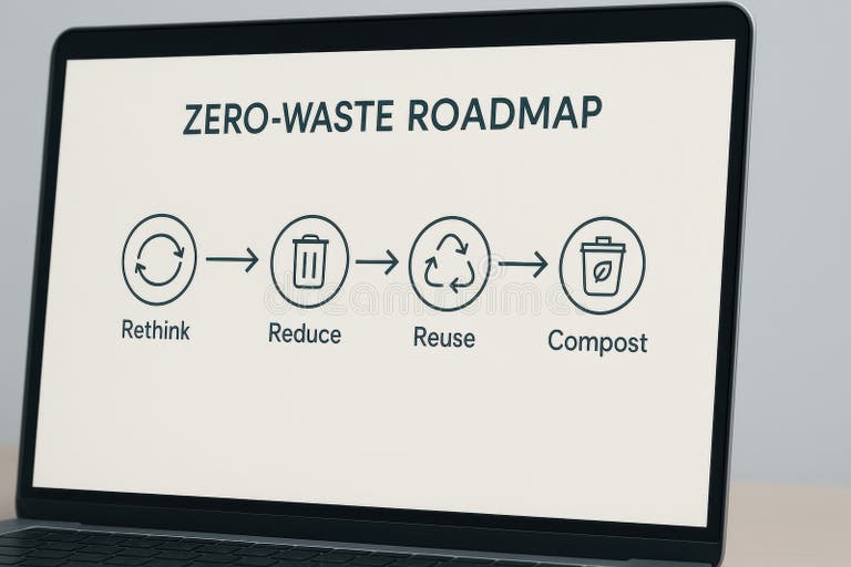 Zero-Waste Roadmap Workflow with Steps for Rethink, Reduce, Reuse, and ...