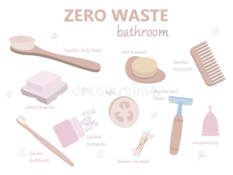 Zero Waste Set of Vector Objects that Can Be Used in Bathroom Stock ...