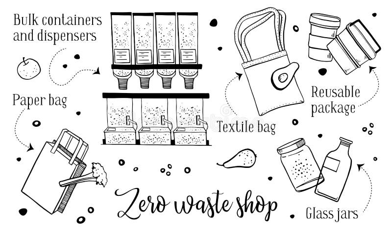 Zero Waste Round Composition. Eco Bags, Glass Jars and Bottles, Objects ...